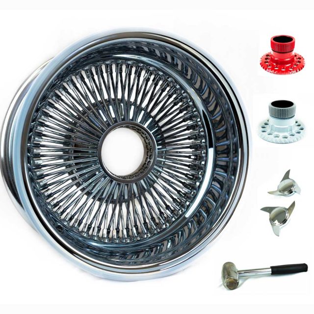 13×7” Reverse 72-Spoke Wire Wheels + Whitewall Tires - Ninja Tire