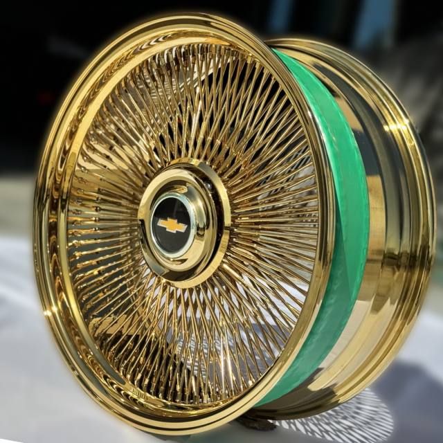All Gold 24 inch Wire Wheels 24×9, 24×10 Staggered Bolt On Spoke Wheels ...