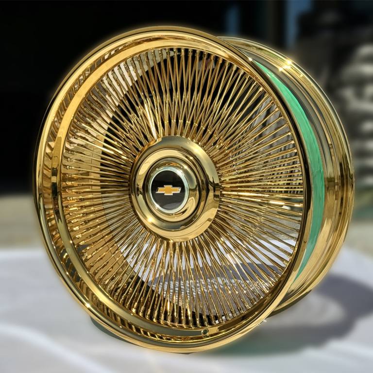 24” Wire Wheels | Chrome, Gold & Deep-Dish Spoke - Ninja Tire