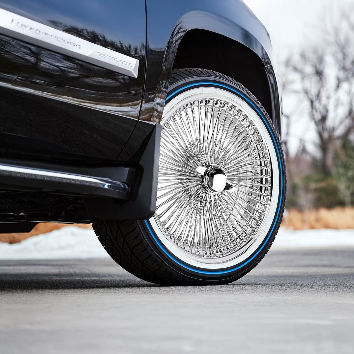 20×8″ FWD Chrome 150-Spoke Wire Wheels + Vogue Tires (245/40R20) – Blue ...