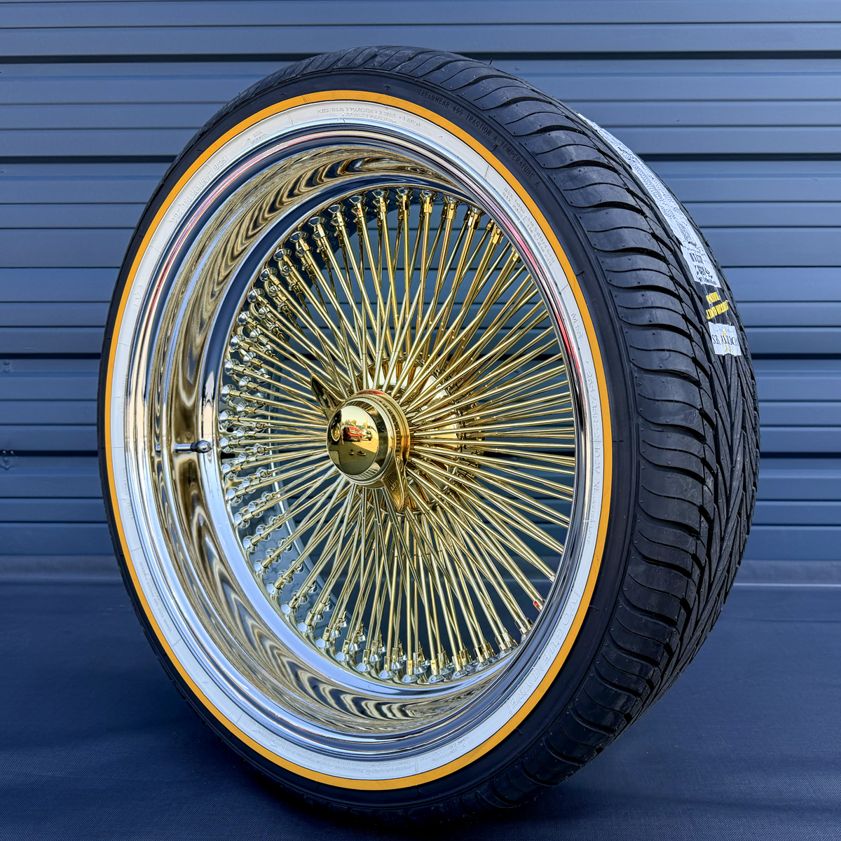 22×8 Gold 150-Spoke Wire Wheels + Vogue Tires 265/35R22 - Ninja Tire