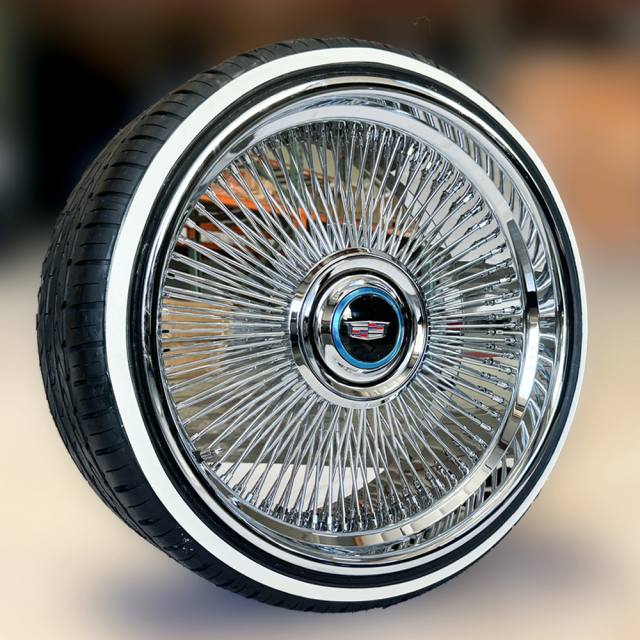 22″ Wire Wheels 22×9 Direct Bolt + 255/30R22 True Whitewall Tires - Set ...