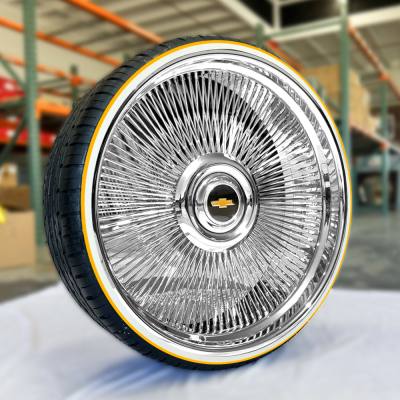 26” Chrome Wire Wheels Staggered + 275/25R26 Whitewall - Ninja Tire