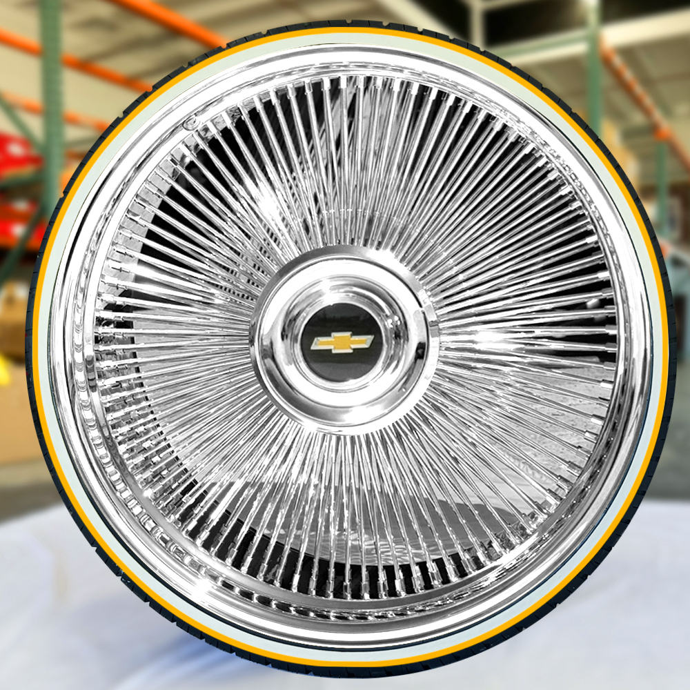 26” Chrome Wire Wheels Staggered + 275/25R26 Whitewall - Ninja Tire