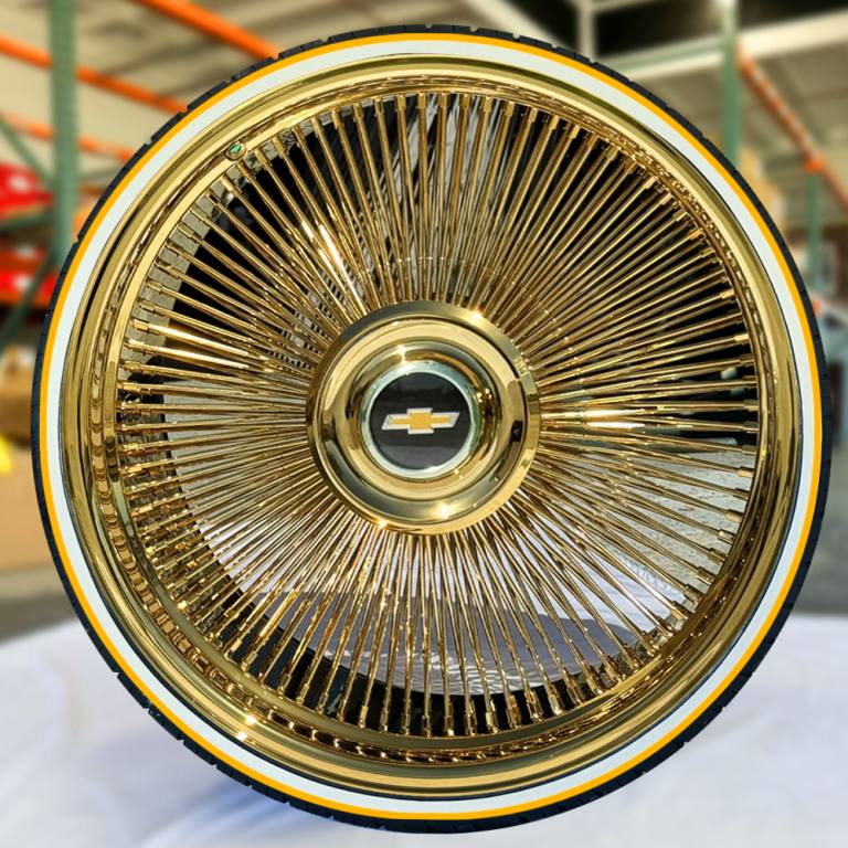 26″ Wire Wheels All Gold Staggered – Direct Bolt with 275/25R26 ...