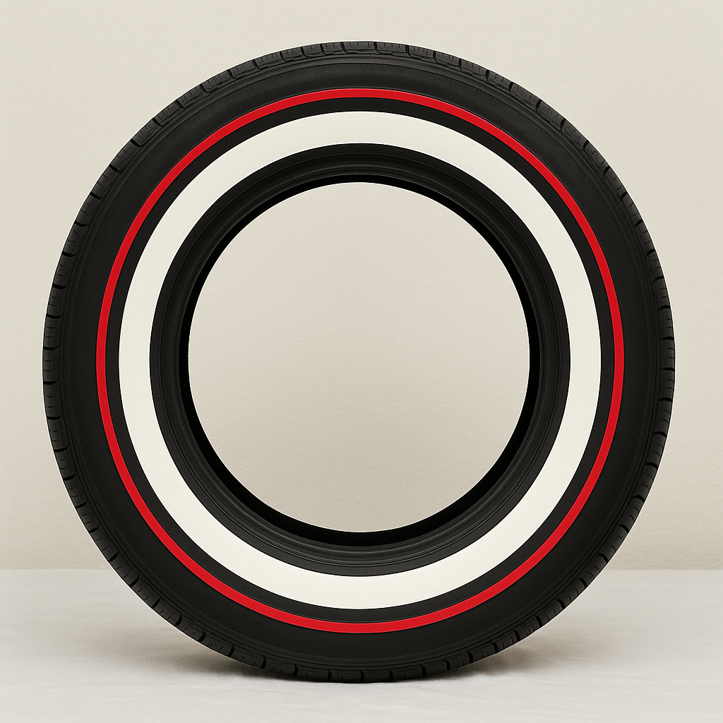 195/65R15 Red Stripe Whitewall Tire – Handmade - Ninja Tire