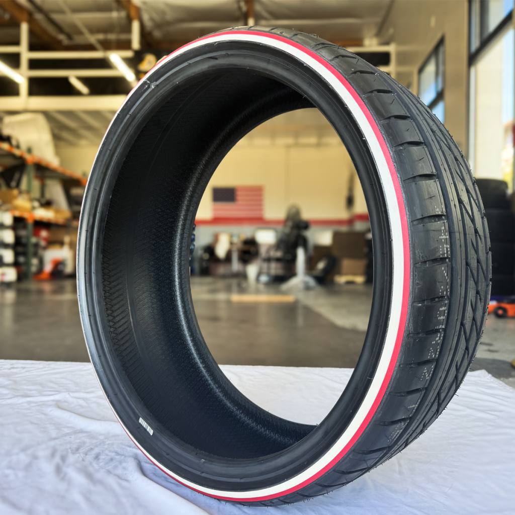 245/30R22 Red Stripe Whitewall Tire – Handmade - Ninja Tire