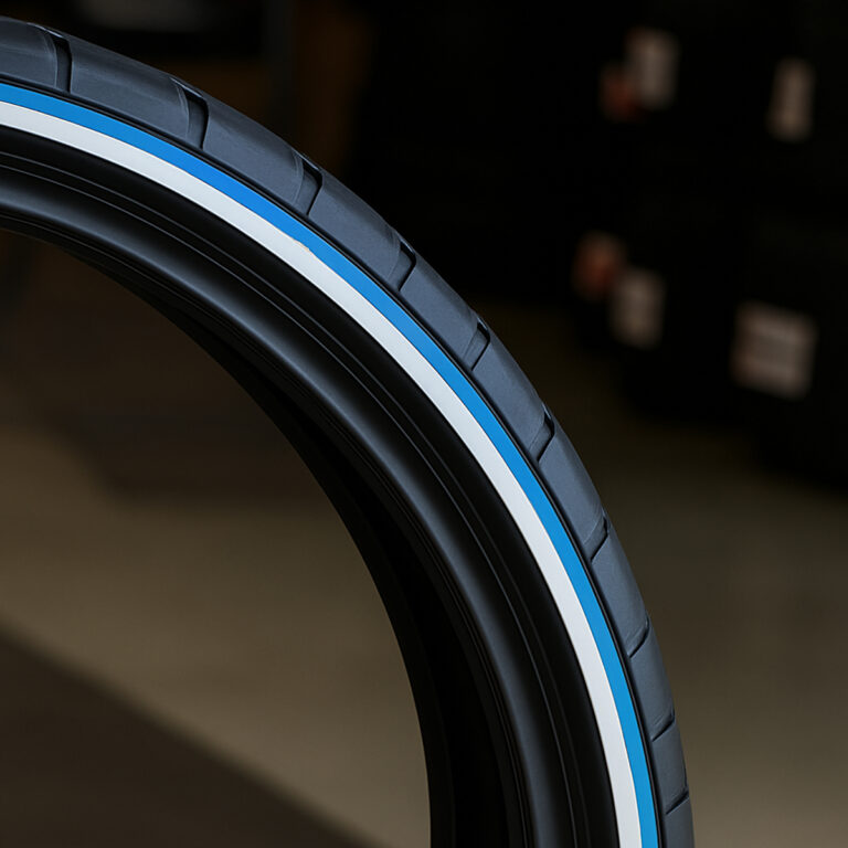 275/25R26 Whitewall and Blue Stripe Tire - Ninja Tire