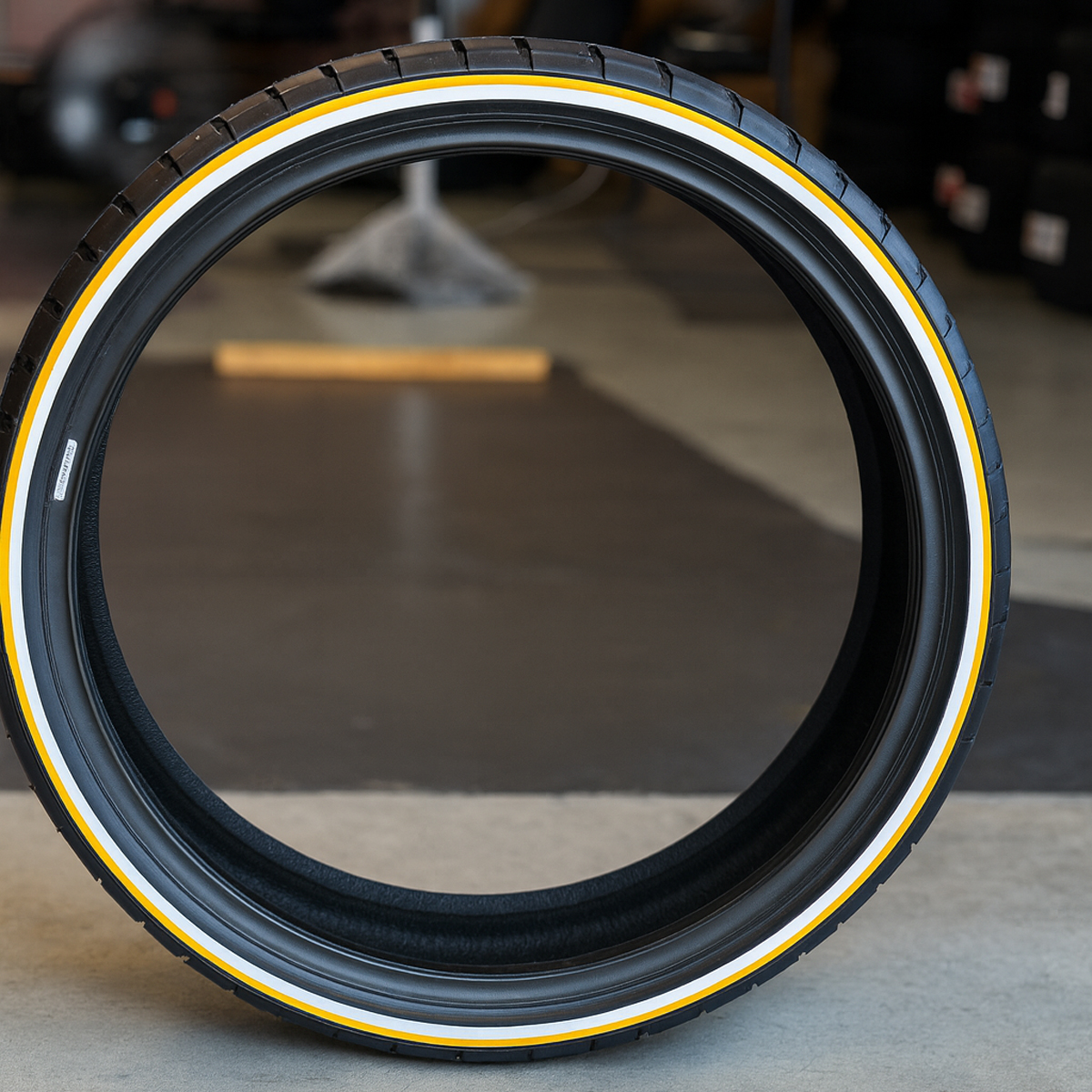 275/25R26 Gold Stripe Whitewall Tire – Handmade - Ninja Tire
