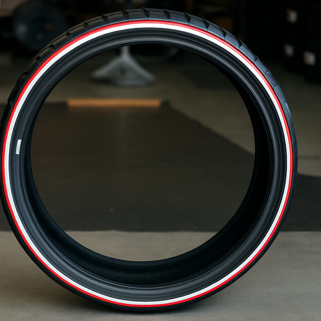 275/25R24 Red Stripe Whitewall Tire – Handmade - Ninja Tire
