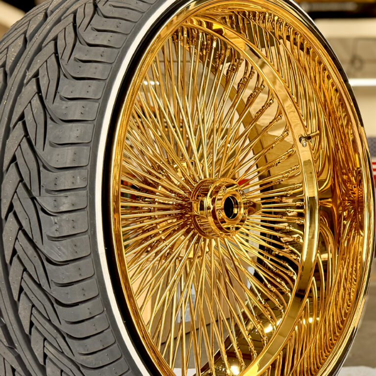 26” Gold Dayton-Style Wire Wheels + Whitewall Tires - Ninja Tire