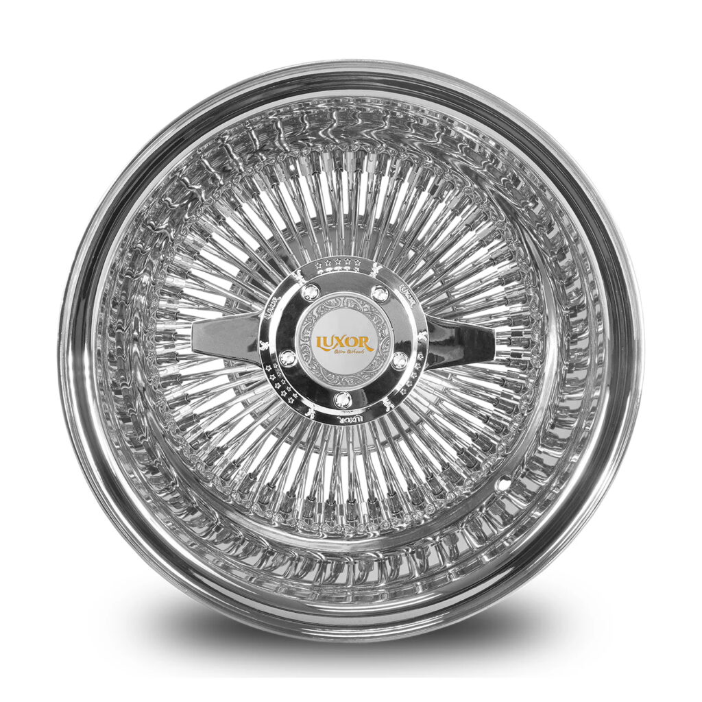 13×5.5 Luxor Chrome Wire Wheels | 100 Spoke Reverse