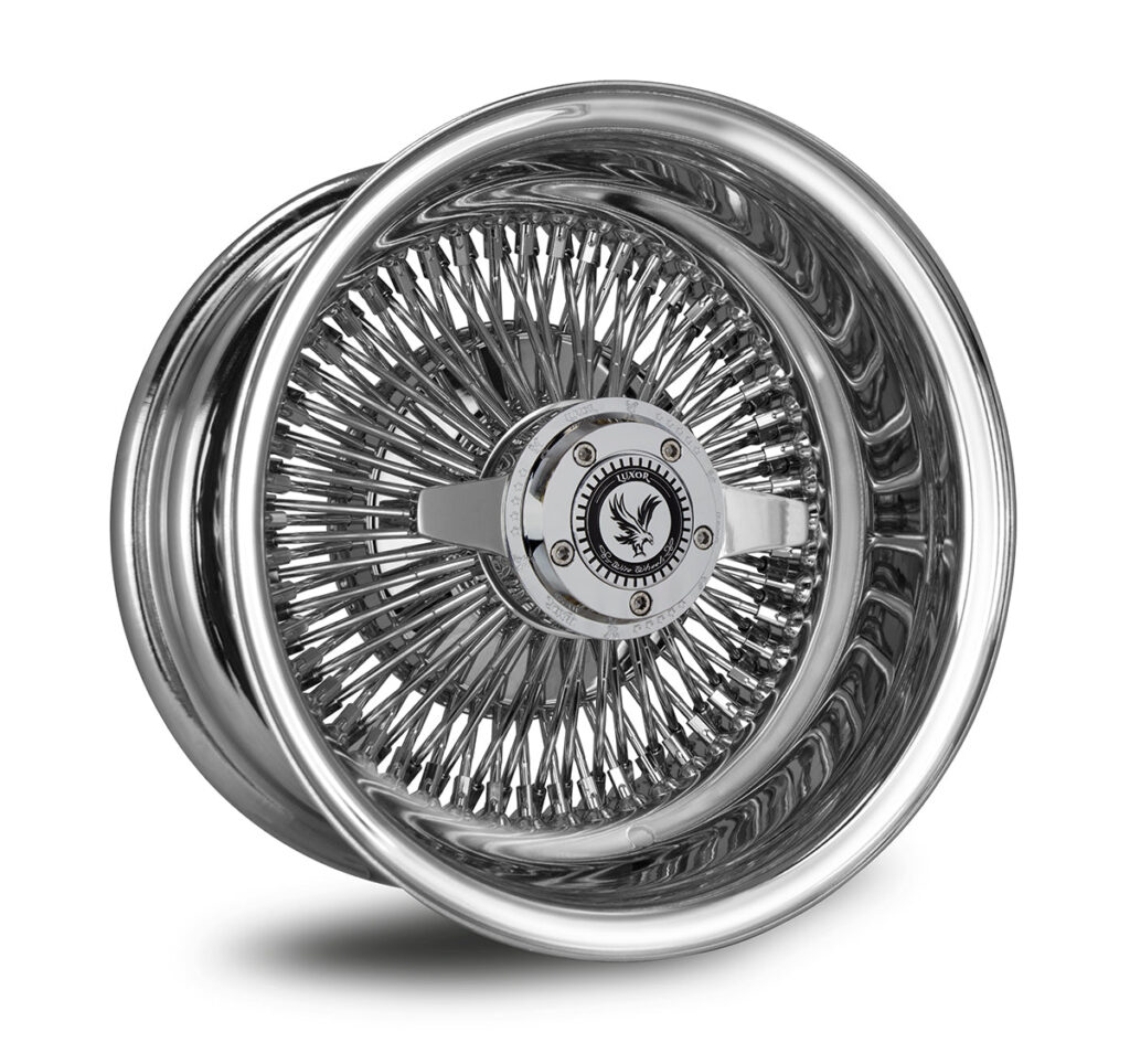 15×7 Luxor Chrome Wire Wheels – 100 Spoke Reverse Offset
