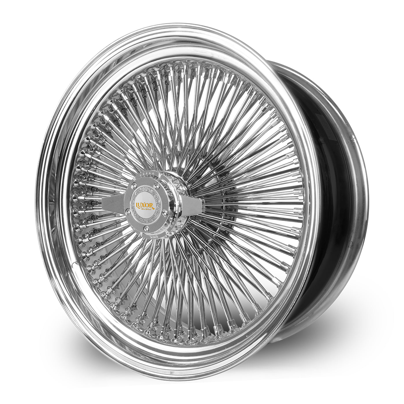 17×8 Luxor Chrome Wire Wheels – 100 Spoke Straight Lace