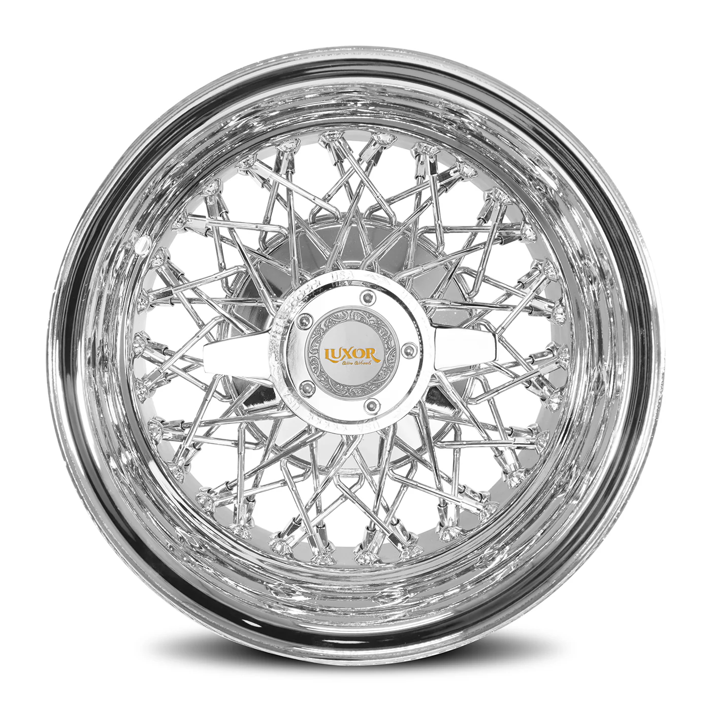 14×7 Luxor 60 Spoke Chrome Wire Wheels – Reverse Offset